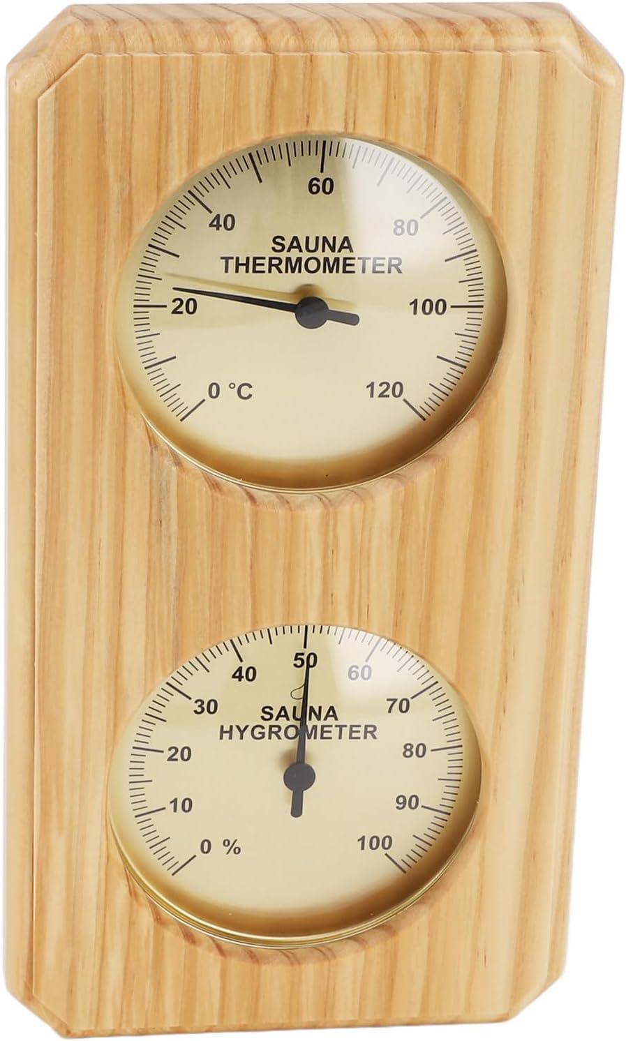 Premium 2 in 1 Sauna Thermometer Hygrometer - Gold Plate Wood & Copper ...