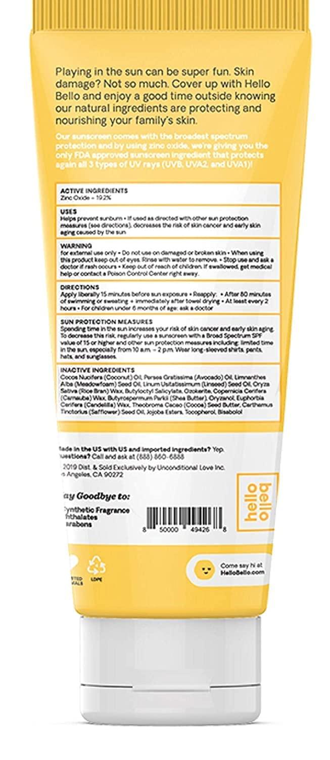Hello Bello Sunscreen Lotion 3oz - Yellow | SPF 50 | Natural Ingredients
