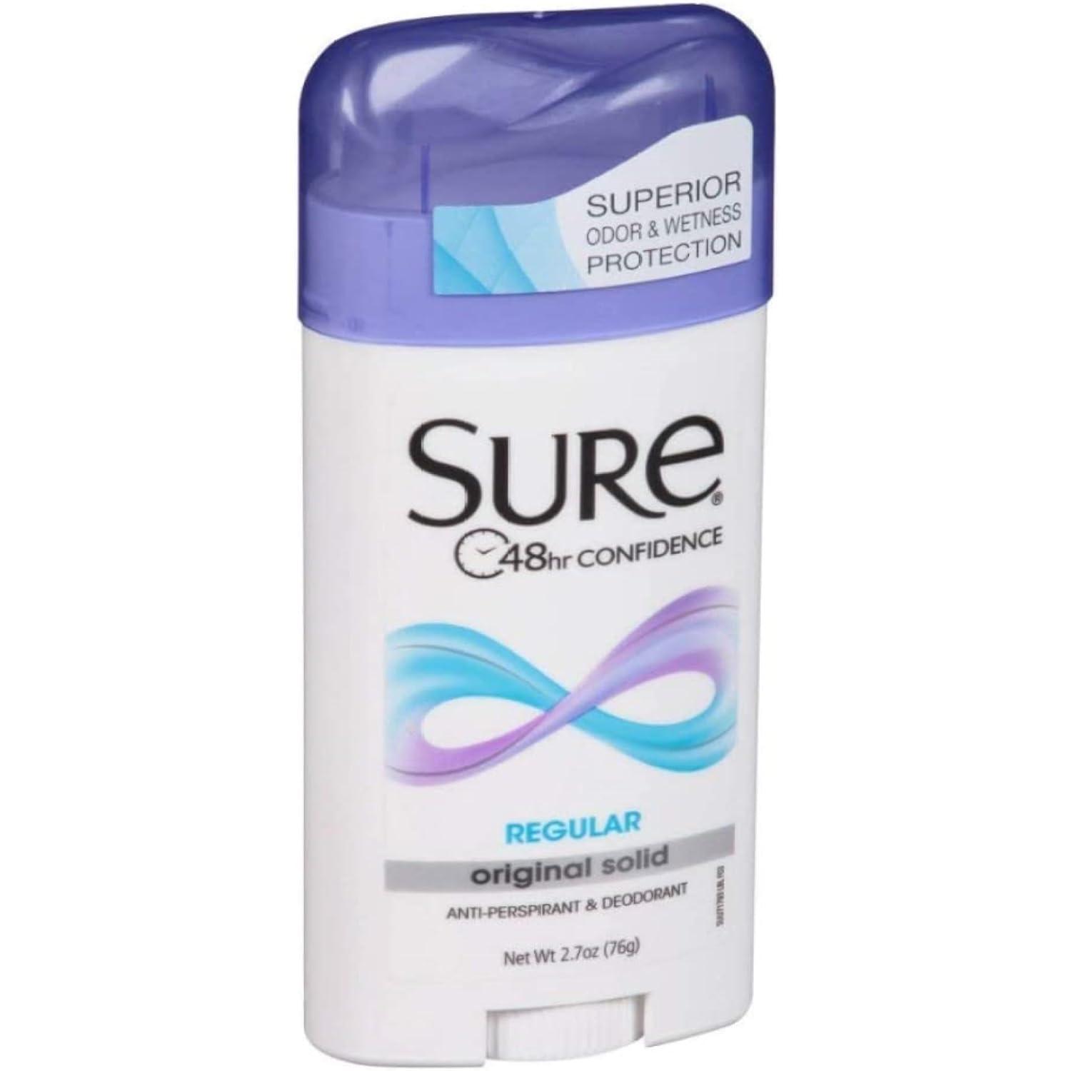 Sure Original Solid Regular Scent Anti-Perspirant Deodorant 2.7 oz ...