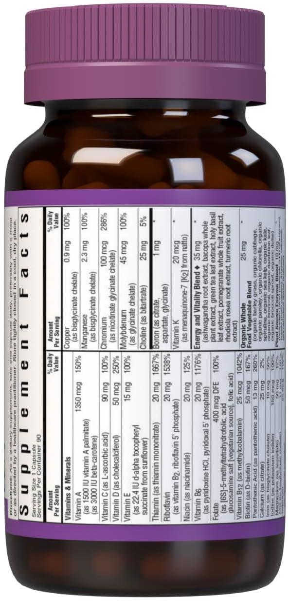 Bluebonnet Maxi One Whole Food Multivitamin with Iron - 90 Vegetarian ...