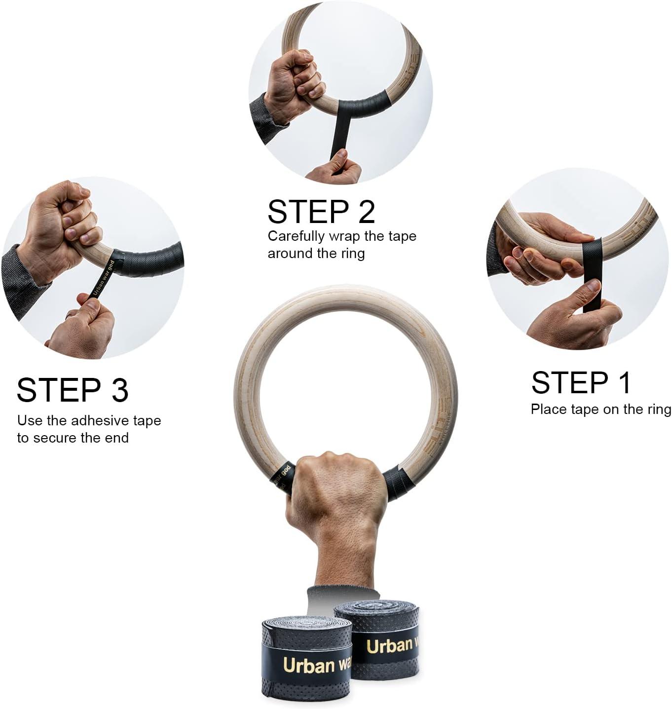 Elite Athletics Wood Gymnastic Rings 32mm & 28mm Grip Set with ...