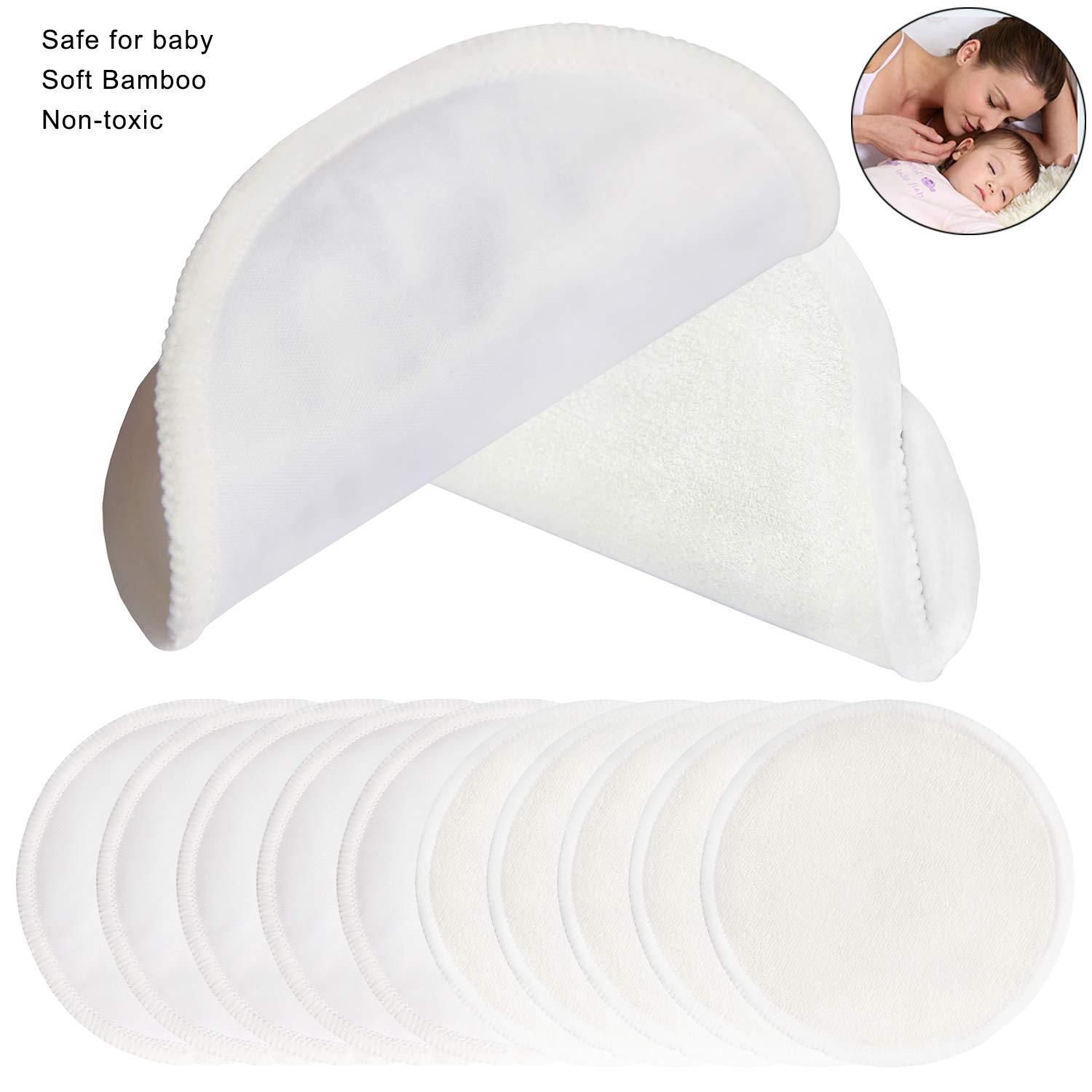 Organic Bamboo Nursing Pads (10 Pack) - Reusable Washable Breastfeeding ...