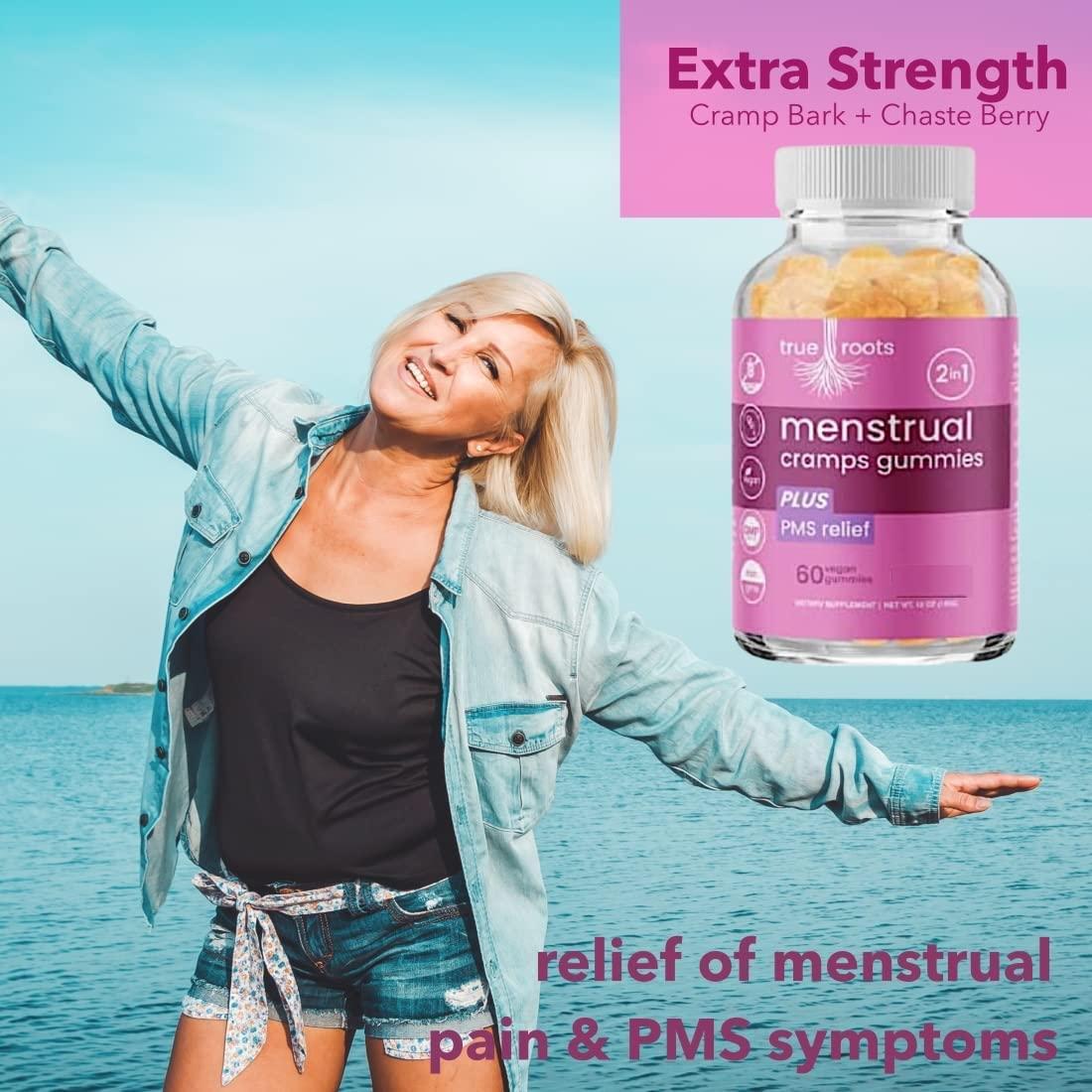 True Roots Menstrual Cramp Relief Gummies | PMS Support & Period Relief ...