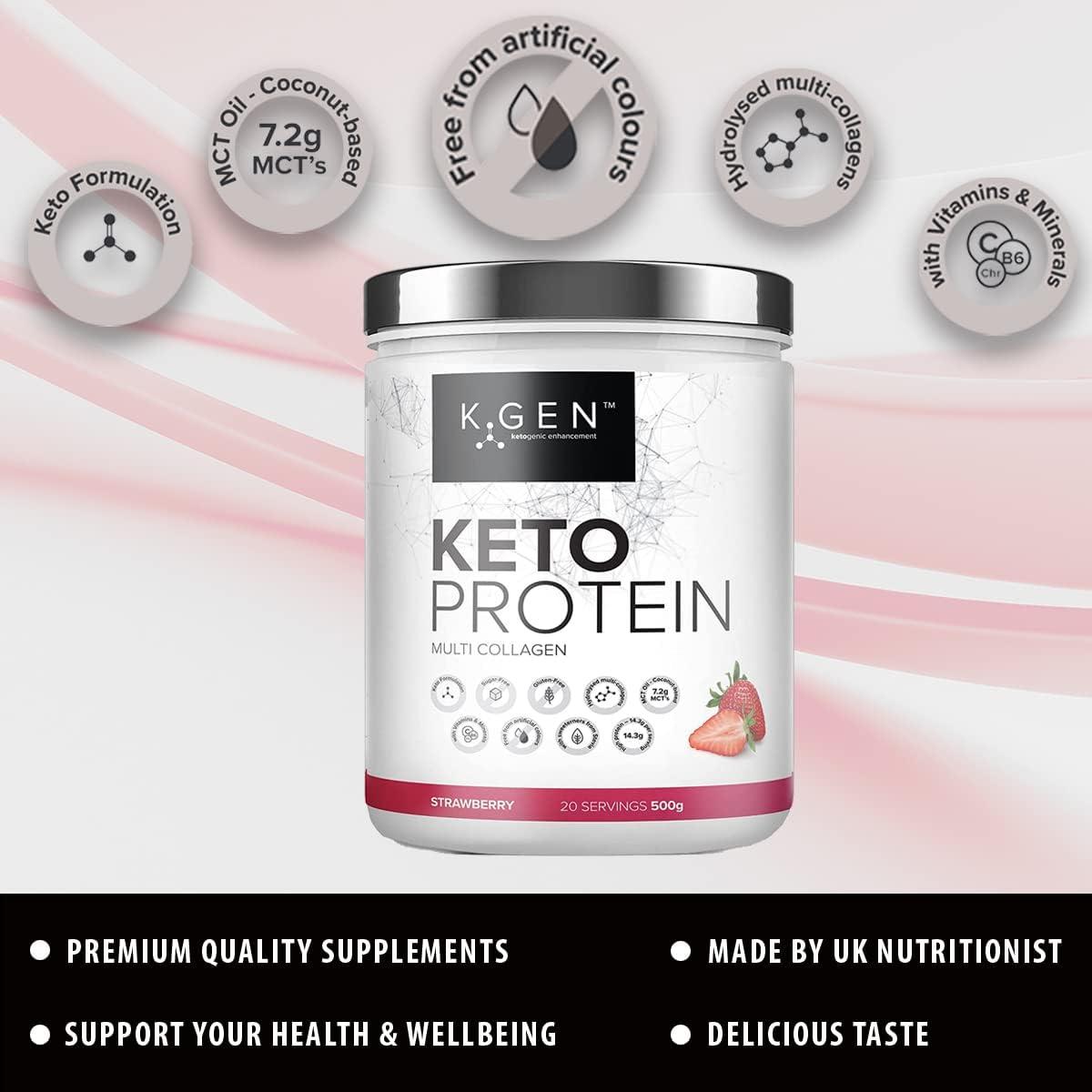 K-GEN Keto Collagen Protein Powder Strawberry 500g | UK Made, Keto ...