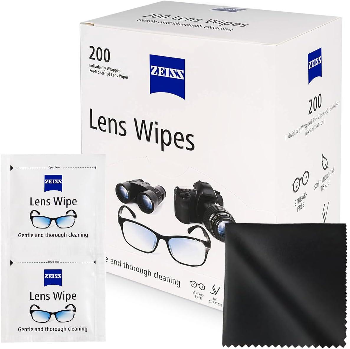 Zeiss Lens Wipes and Cleaning Cloth Pack - Pre-Moistened Individually ...