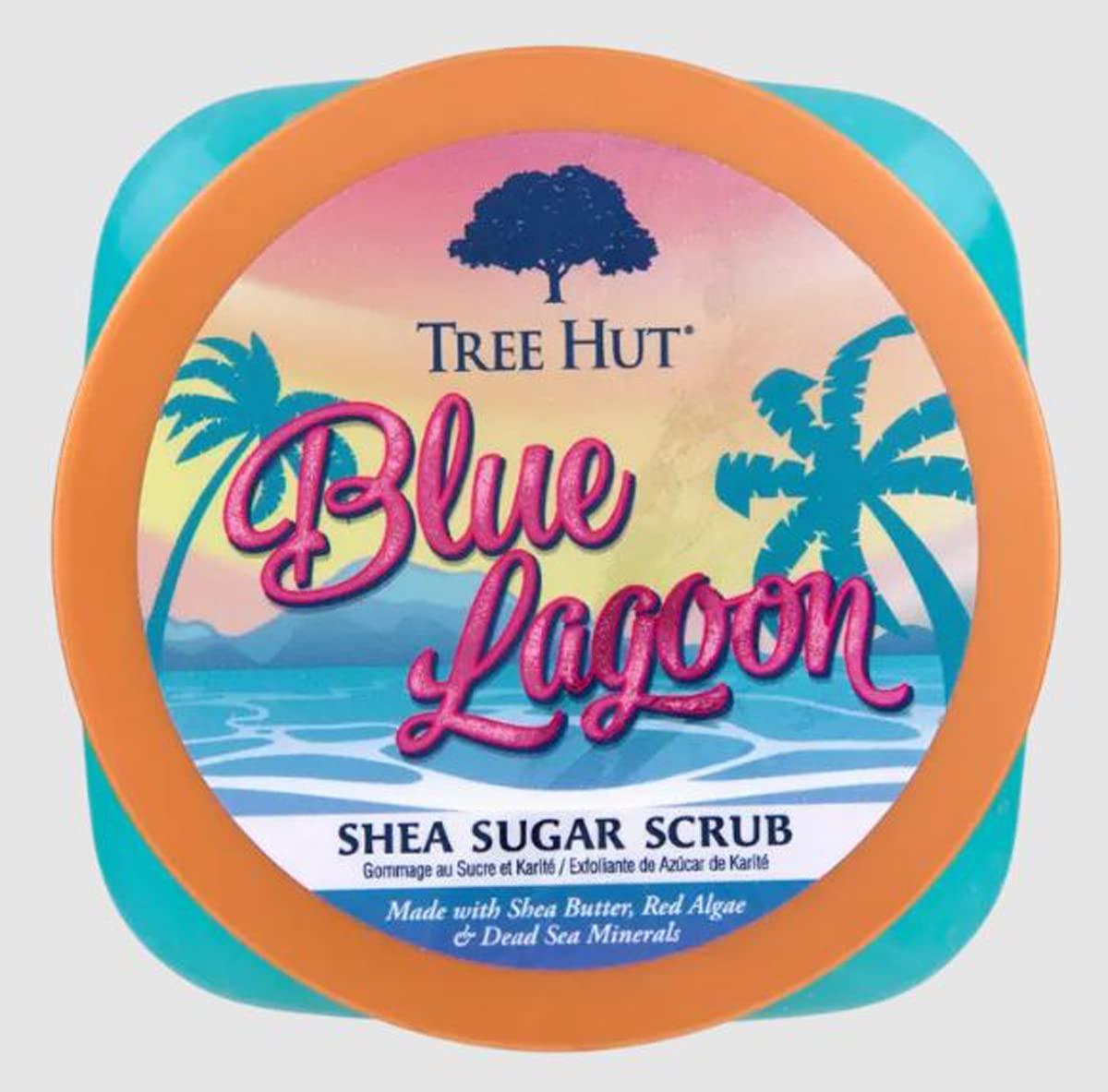 Tree Hut Blue Lagoon Shea Sugar Scrub Set - 18oz Body Scrub with Loofah ...