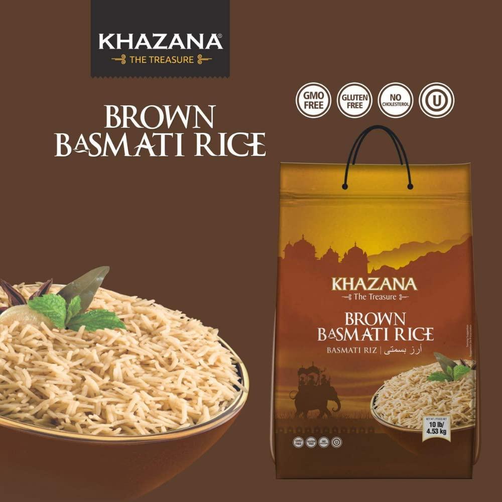 Khazana Premium Brown Basmati Rice - 10lb Bag | Non-GMO, Gluten-Free ...