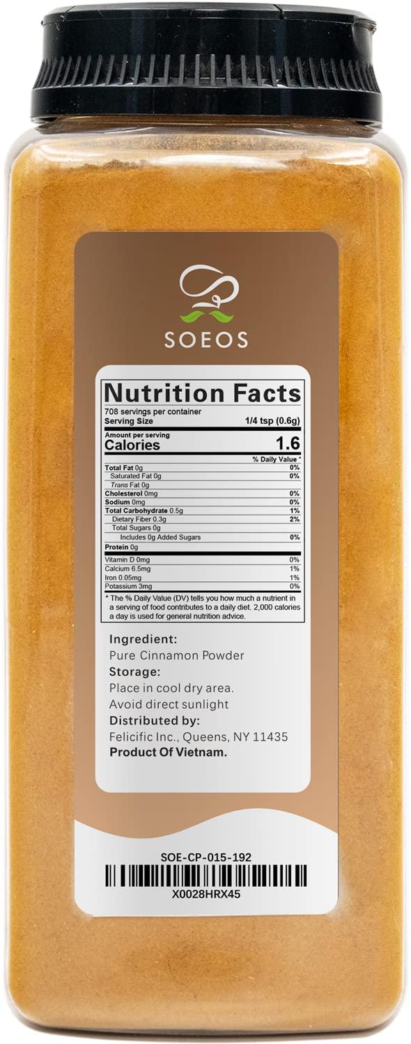 Soeos Pure Cinnamon Powder 15oz - Premium Quality Non-GMO Kosher ...