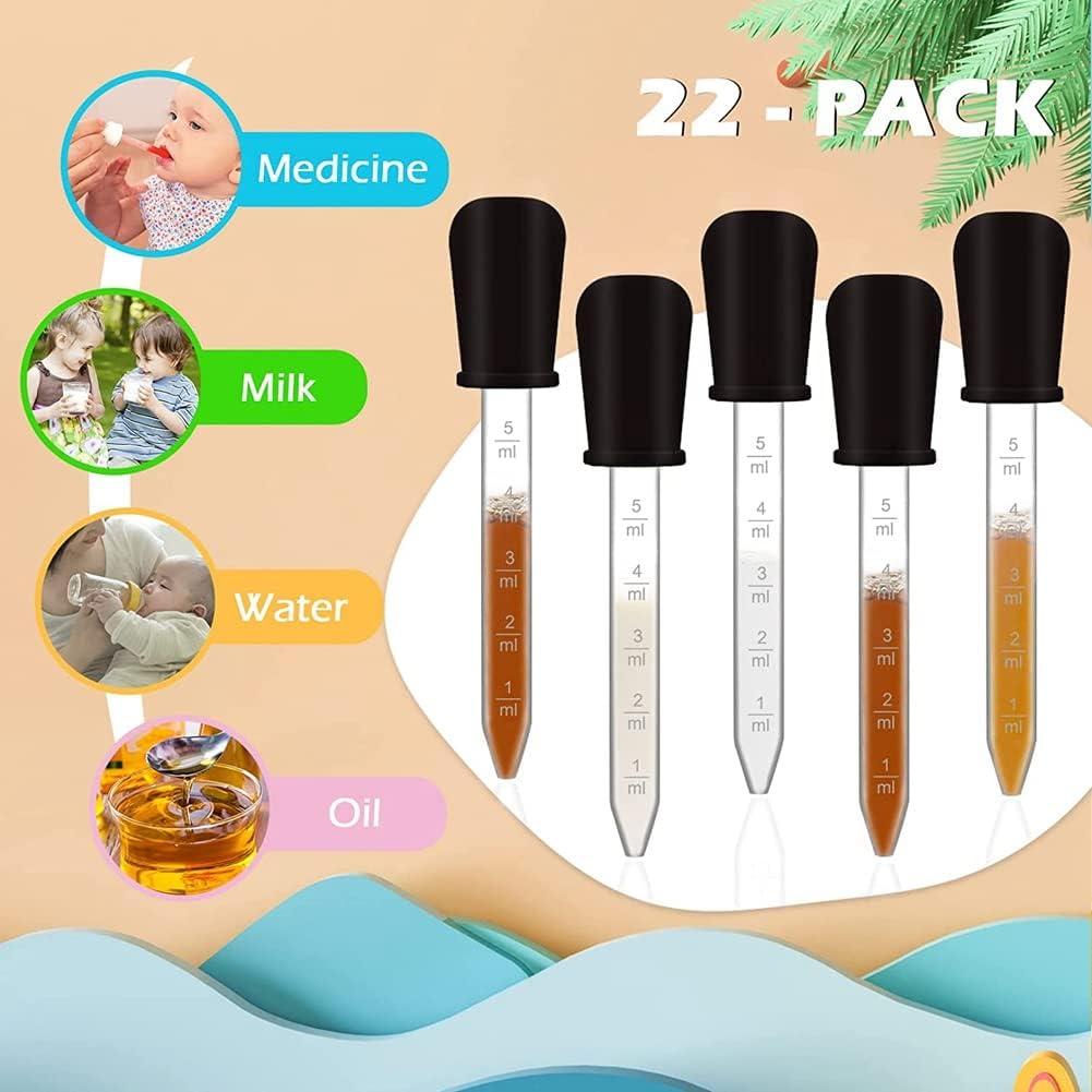 OUYOO 22 Pack Silicone Droppers with Bulb Tip and Clean Brush Crafts B