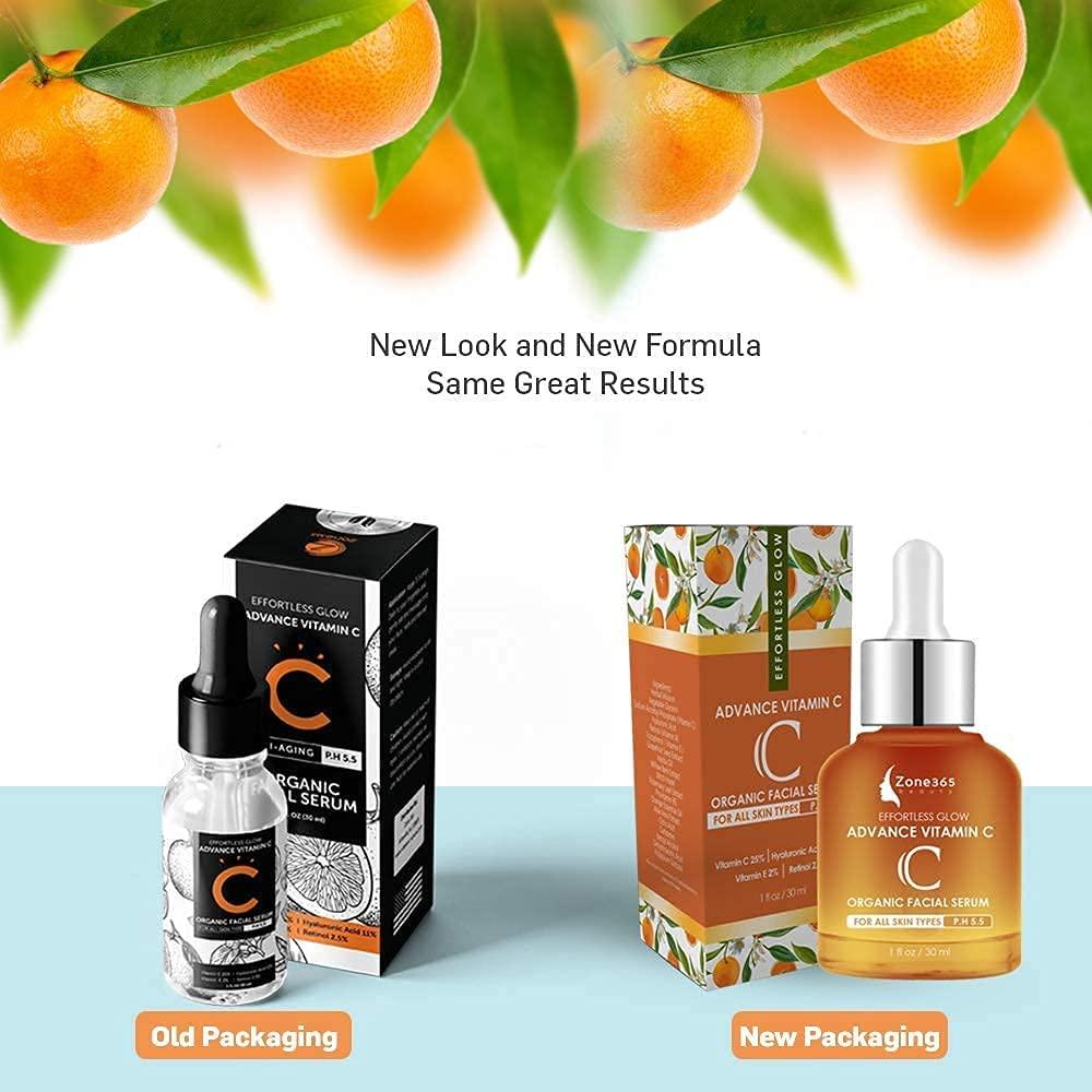 Zone - 365 Vitamin C Serum with Hyaluronic Acid, Vitamin E & Retinol ...