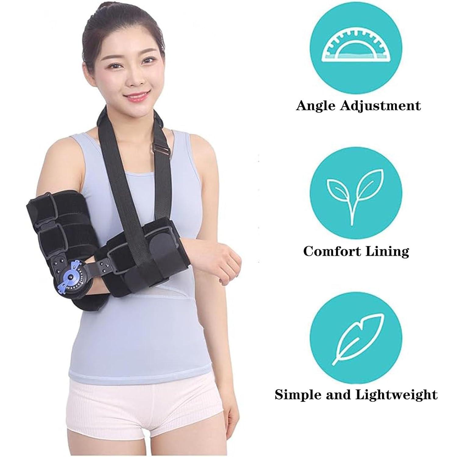 SFKLYU Hinged Elbow Brace - Adjustable Range of Motion Support Sling ...