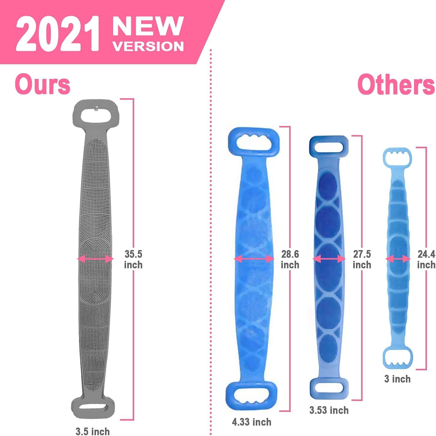 35.5/90cm Silicone Back Scrubber for Shower - Double Sided Body Brush ...