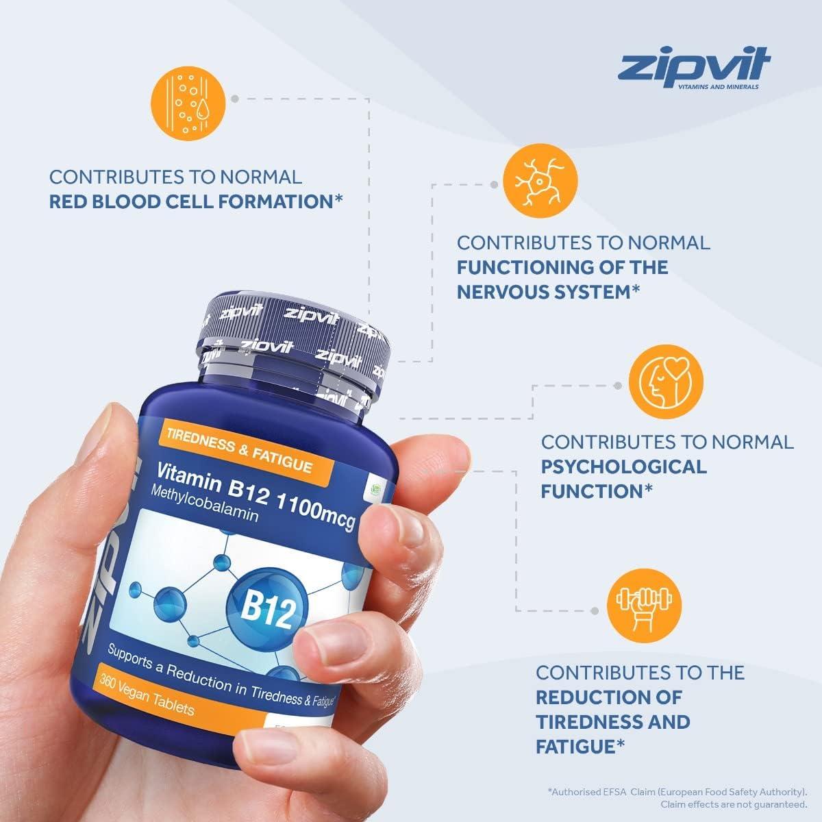 Zipvit Vitamin B12 Tablets High Strength 1100mcg Methylcobalamin 360 ...