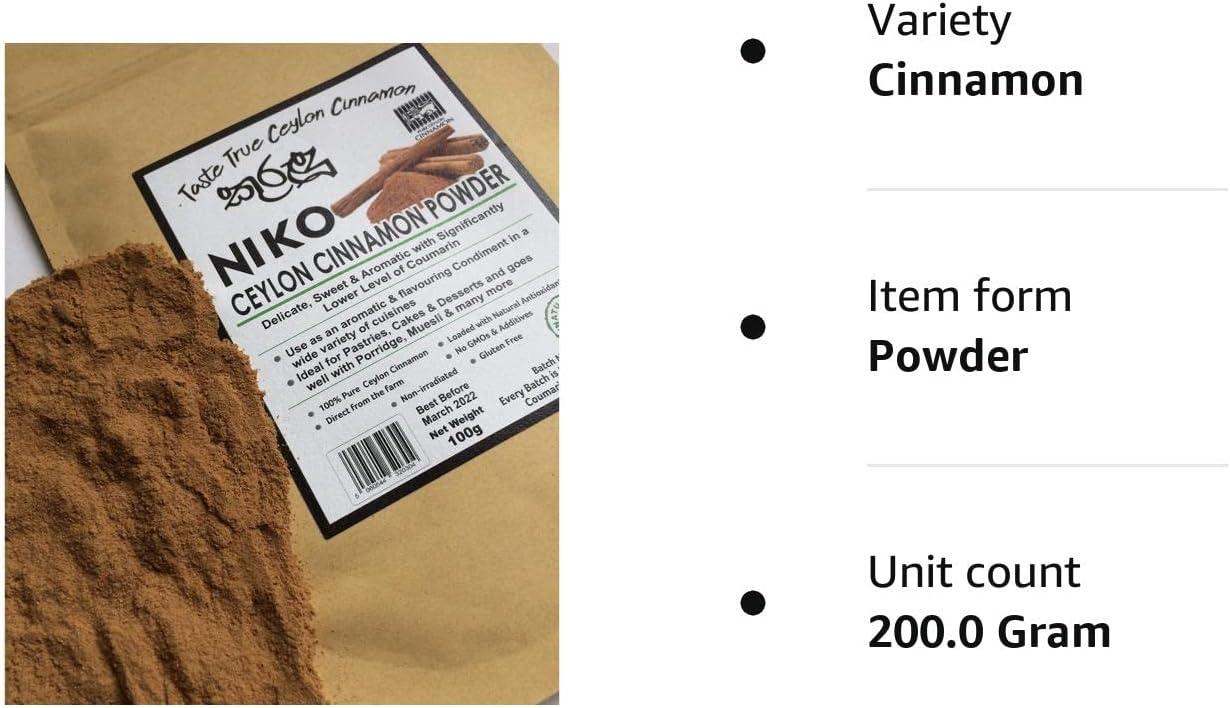 NIKO Ceylon Cinnamon Powder - 200g Pack | Pure & Aromatic | No GMOs ...