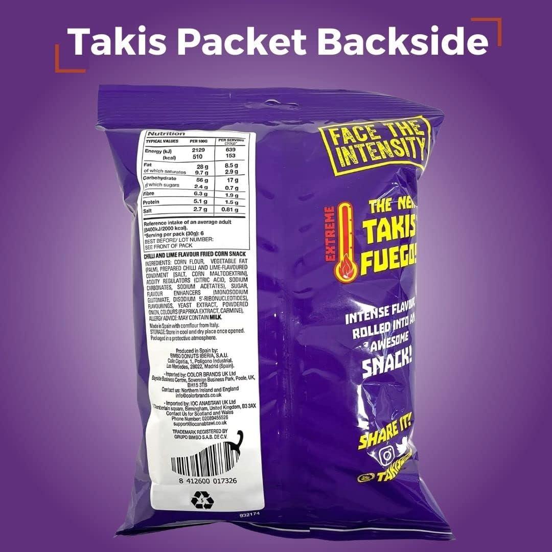 Takis Fuego 55g (PACK OF 6) - Takis Fuego Chilli Pepper and Lime Corn ...
