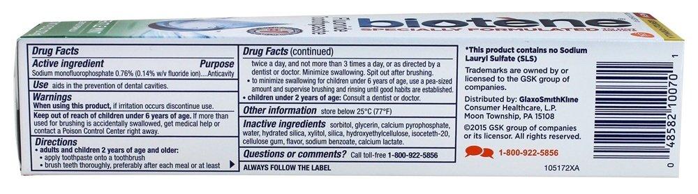 Biotene Gentle Mint Fluoride Toothpaste 4.3 oz - Moisturizing Formula ...