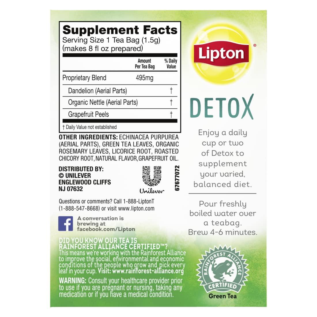 Lipton Herbal Detox Green Tea with Grapefruit - 15 ct Pack - Energize ...