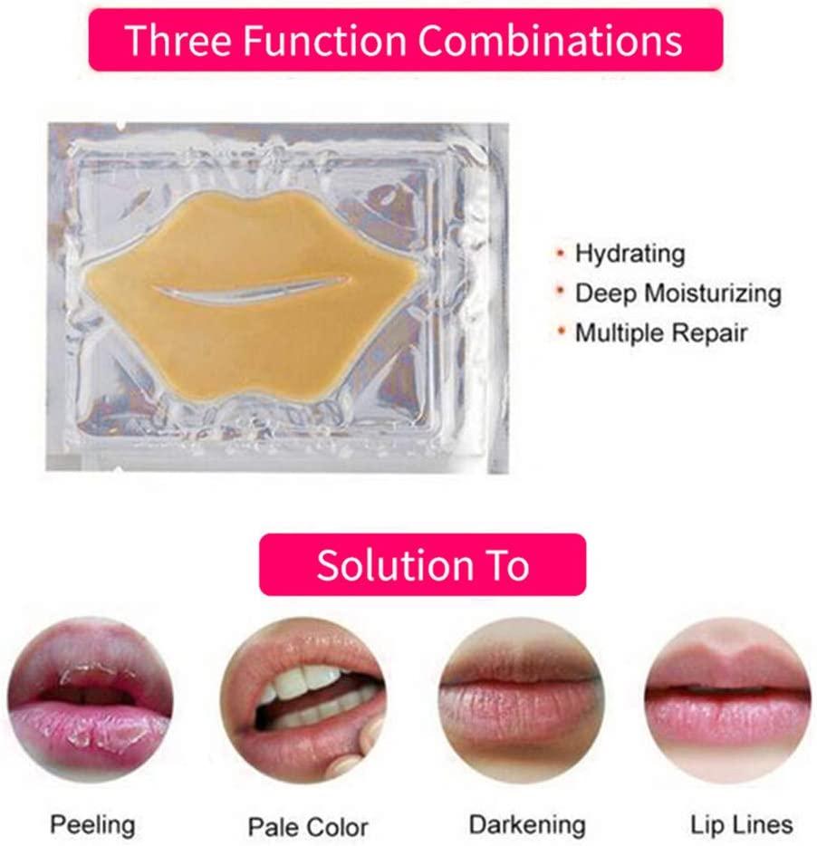 24K Golden Crystal Lip Masks - 30 Hydrating Collagen Lip Plumper Pads ...