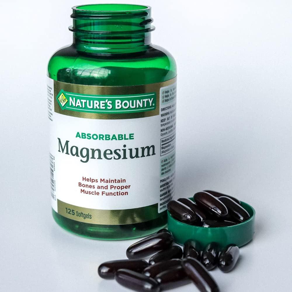 Nature's Bounty Magnesium 125 Liquid Softgels - Enhanced Absorption ...