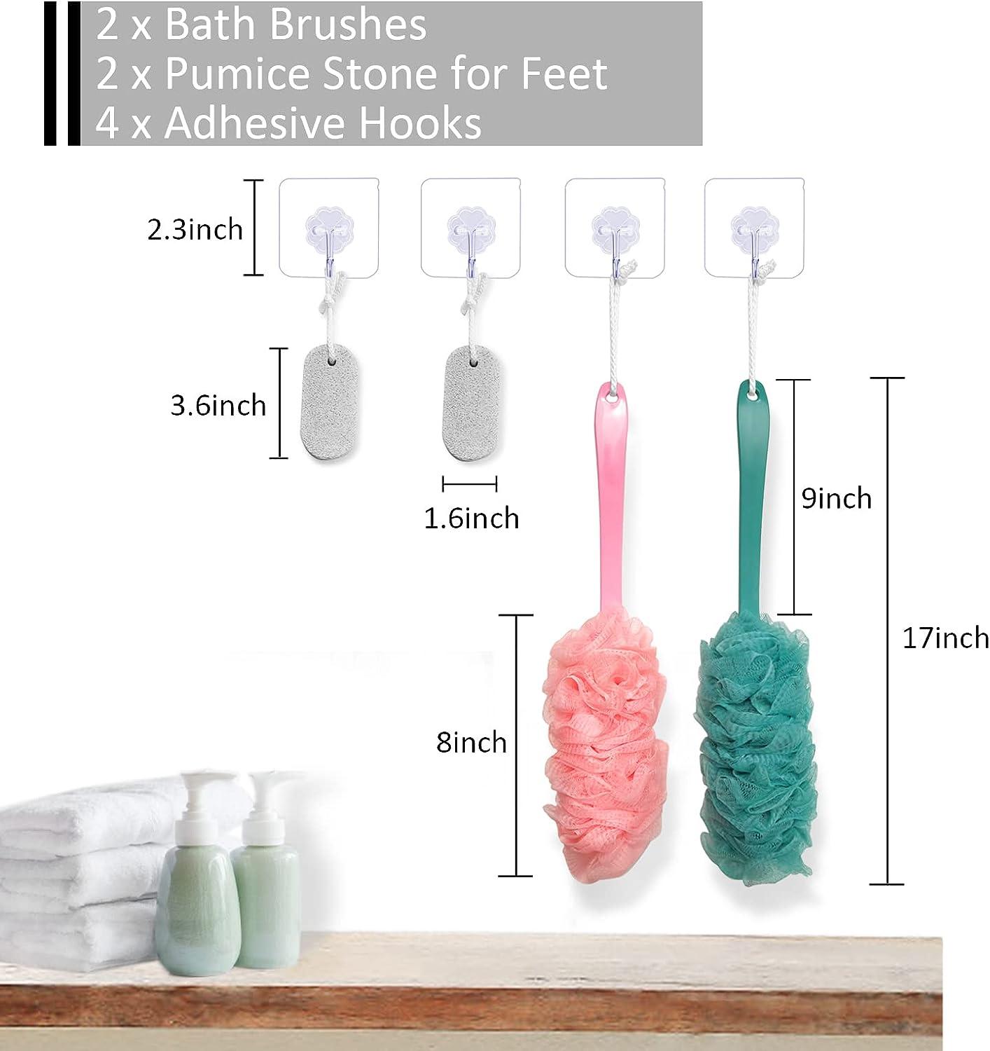 WOBEVB Back Scrubber for Shower Back Brush Long Handle for Shower Soft ...