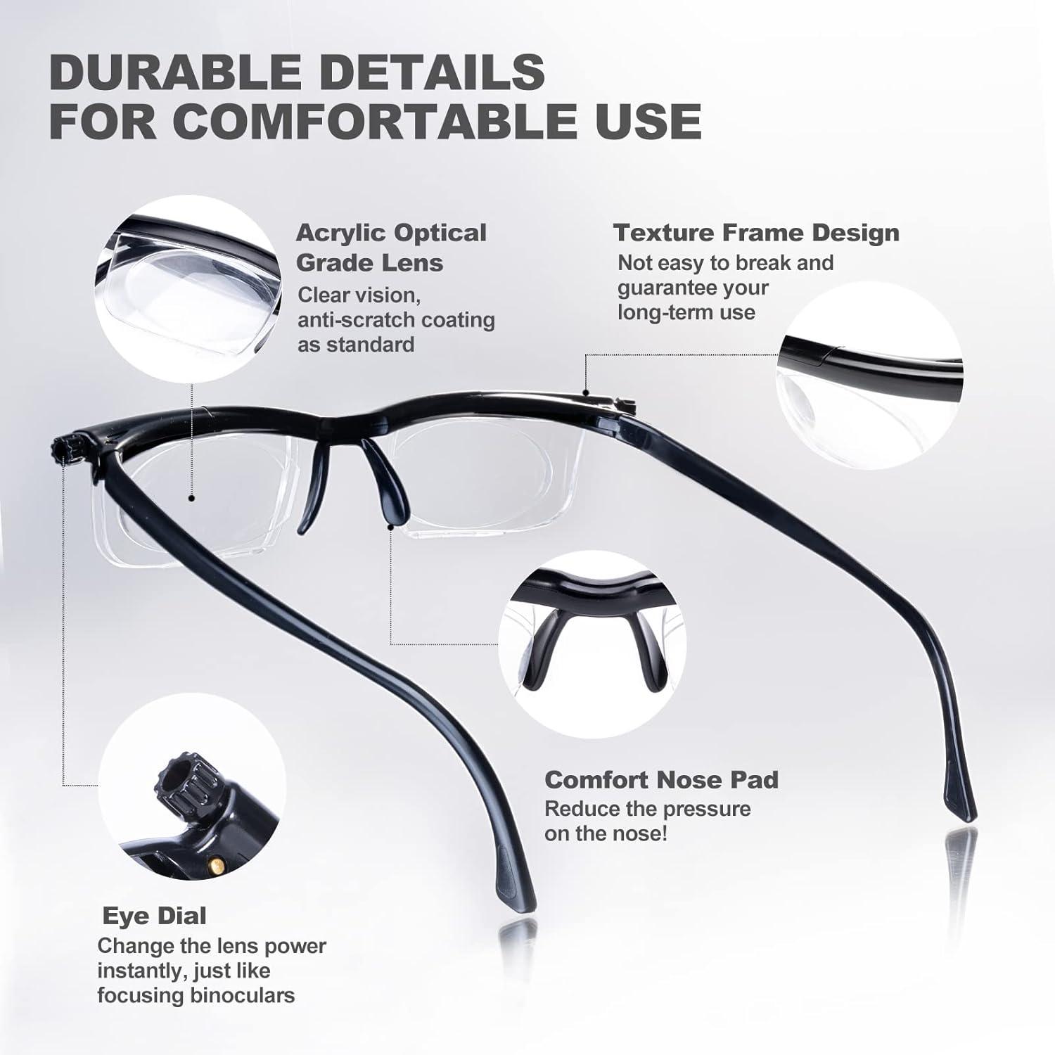 Buy Tide 2-Pack Adjustable Focus Reading Glasses | Flexible Diopter ...