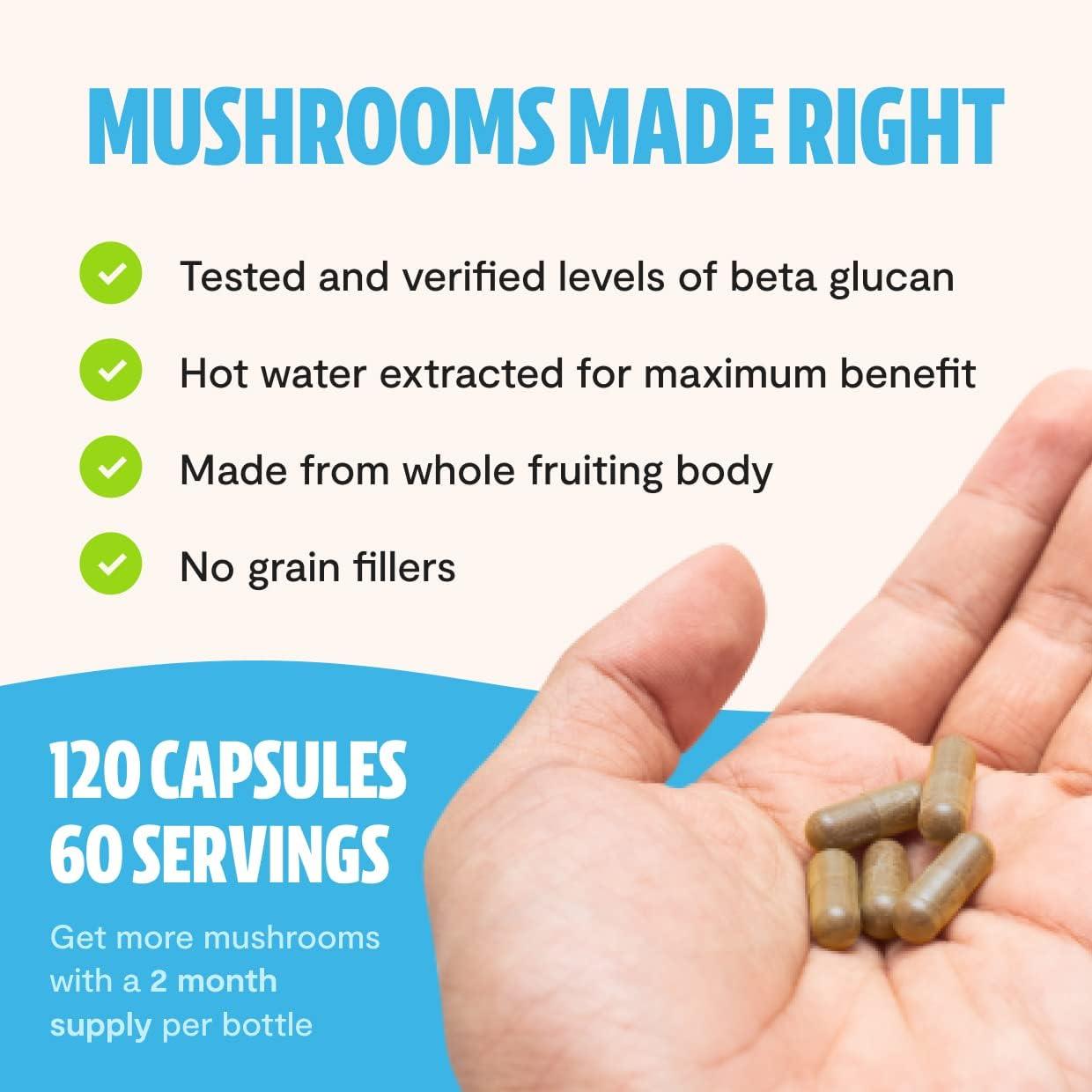 FreshCap, Turkey Tail Mushroom Capsules, 120 Count, 60 Day Supply ...