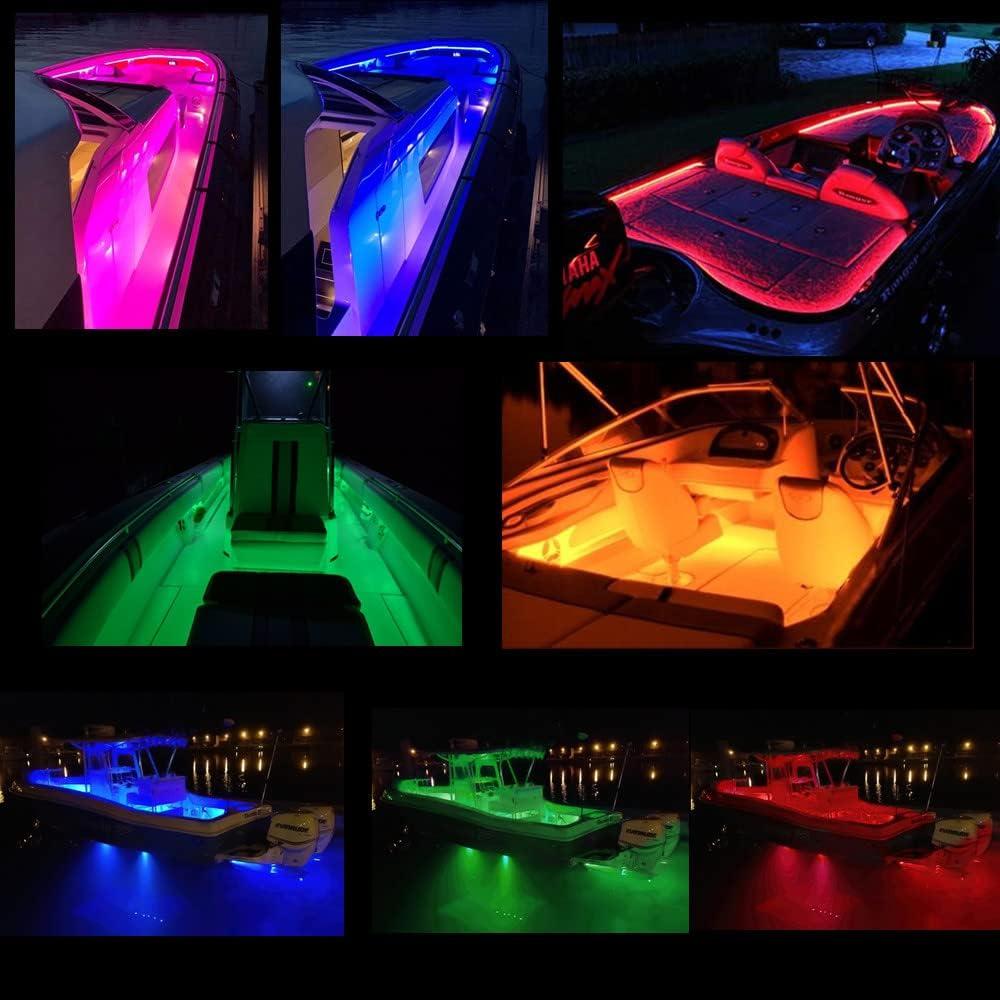 40FT Multi-Color LED Boat Strip Lights | Waterproof Marine Pontoon ...