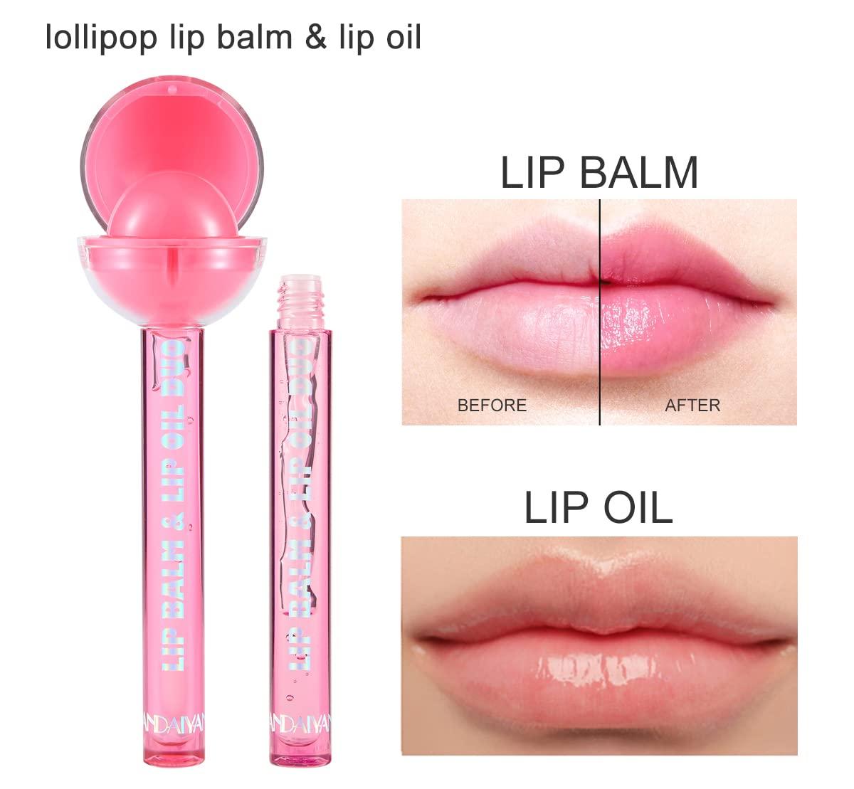 AKARY Lip Gloss and Lip Balm Combo - Lollipop Chamele Lipgloss ...