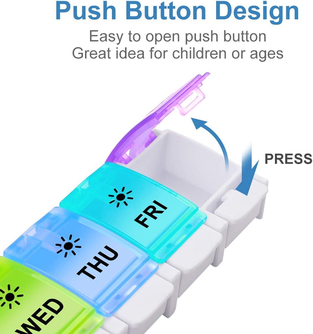 Easy Open Large 7 Day Pill Box Organizer - Twice a Day AM PM Vitamin ...