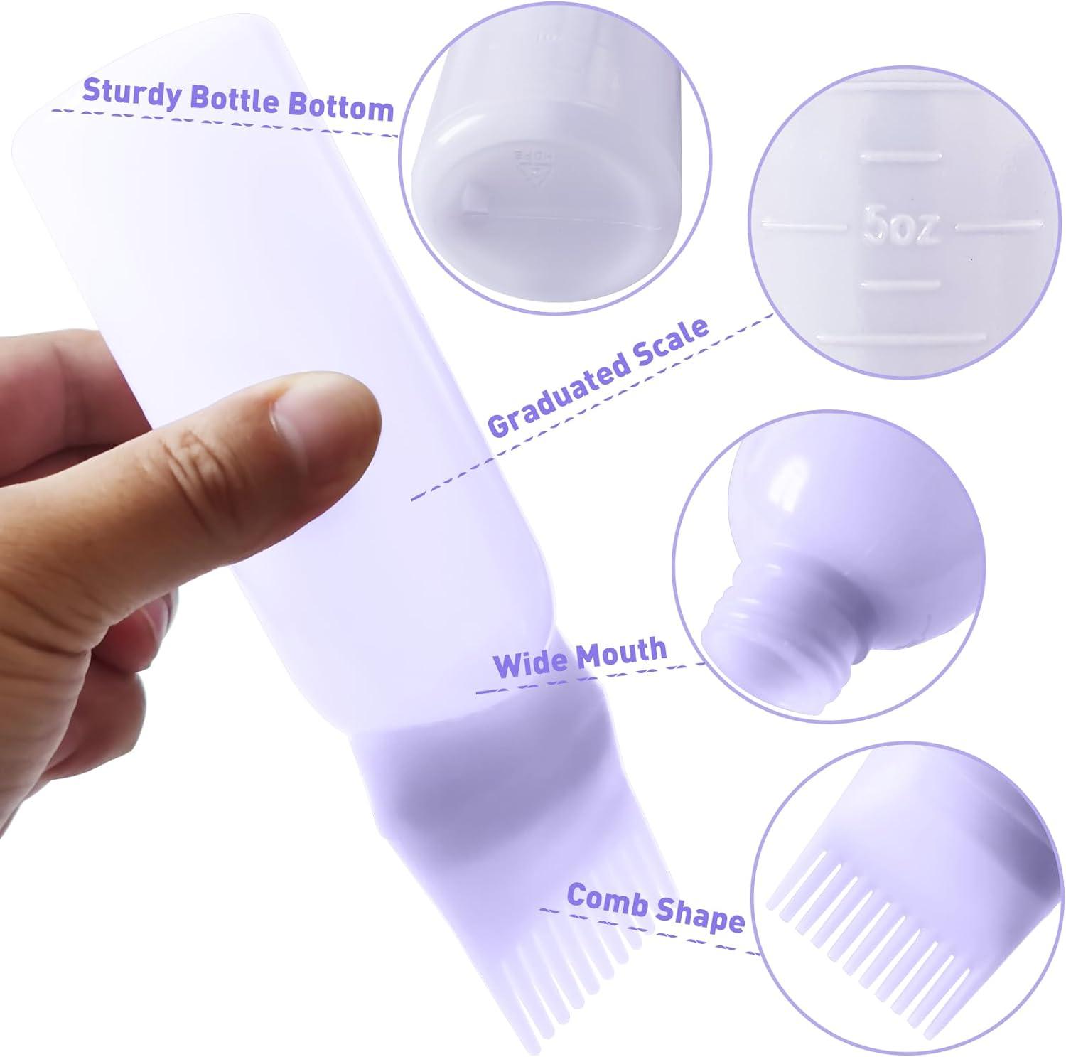 FYJLXF 2 Pack Root Comb Applicator Bottle 6 Ounce Hair Dye Applicator Brush Transparent ...