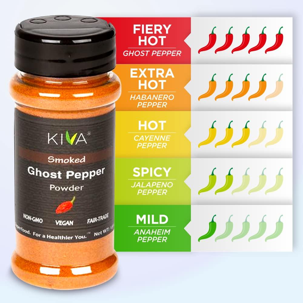 Kiva Gourmet Smoked Ghost Chili Pepper Powder - Non GMO, Vegan, Fair ...