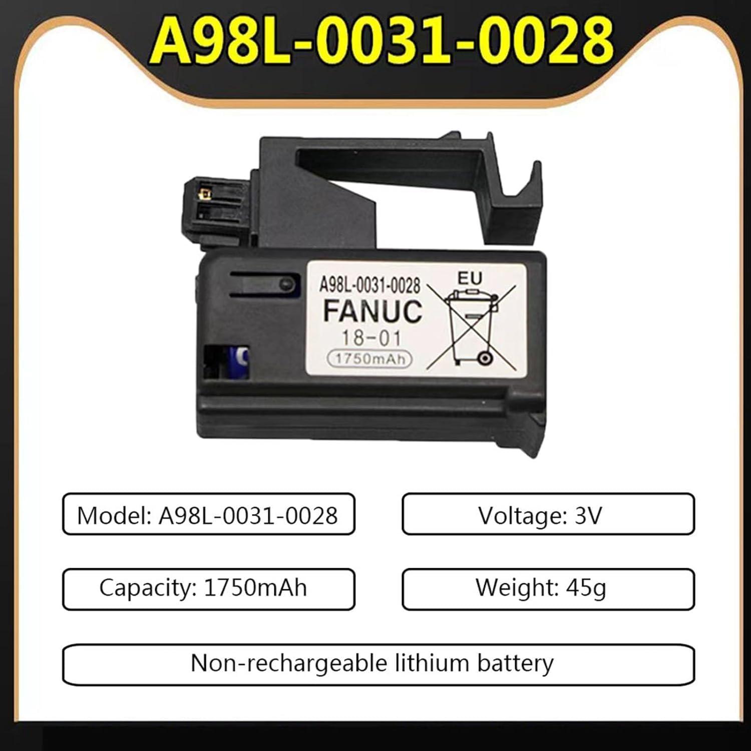 Buy A98L-0031-0028 PLC Battery 3V 1750mAh | 35 Pcs for Fanuc A02B-0309 ...