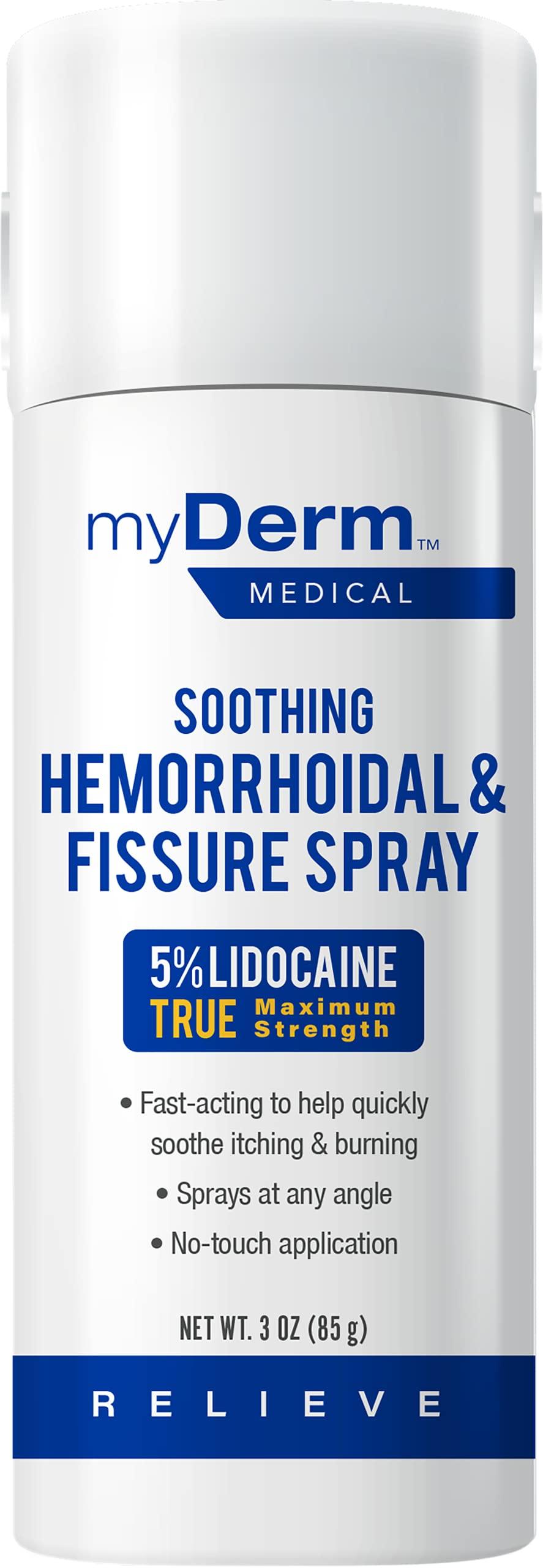 Myderm Medical Soothing Hemorrhoidal & Fissure Spray 3oz - Maximum ...