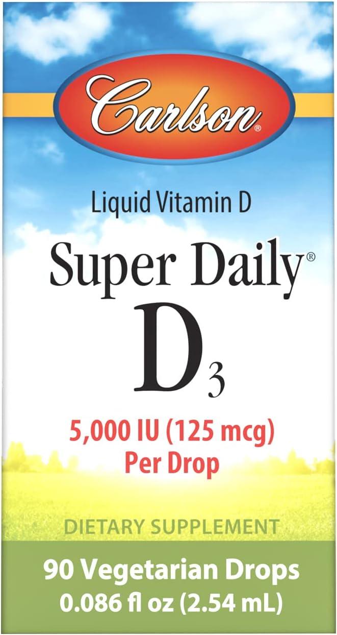 Carlson Super Daily D3 5000 IU Liquid Vitamin D3 Drops - Immune & Heart ...