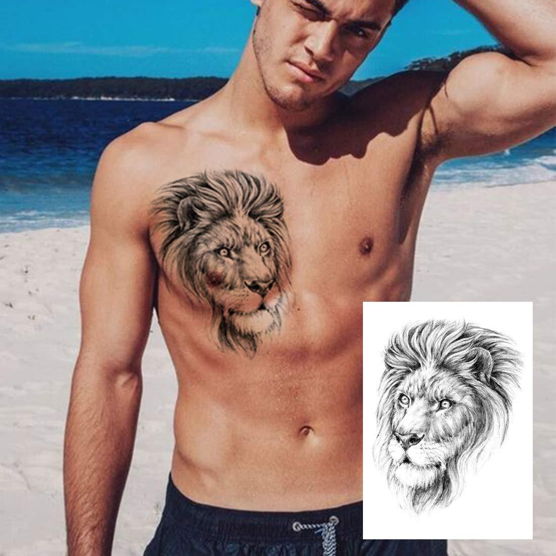 Large Tiger Temporary Tattoos - Waterproof 3D Animals Lion Sticker for ...