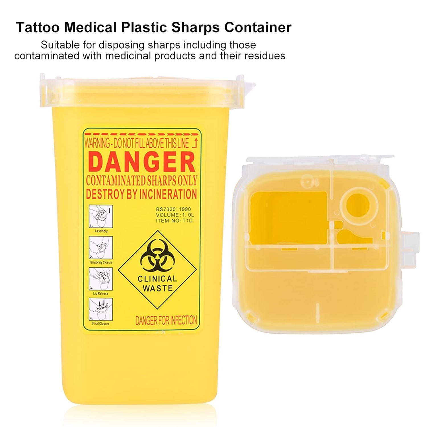 1L Sharps Container for Needles Tattoo Plastic Biohazard Needle ...