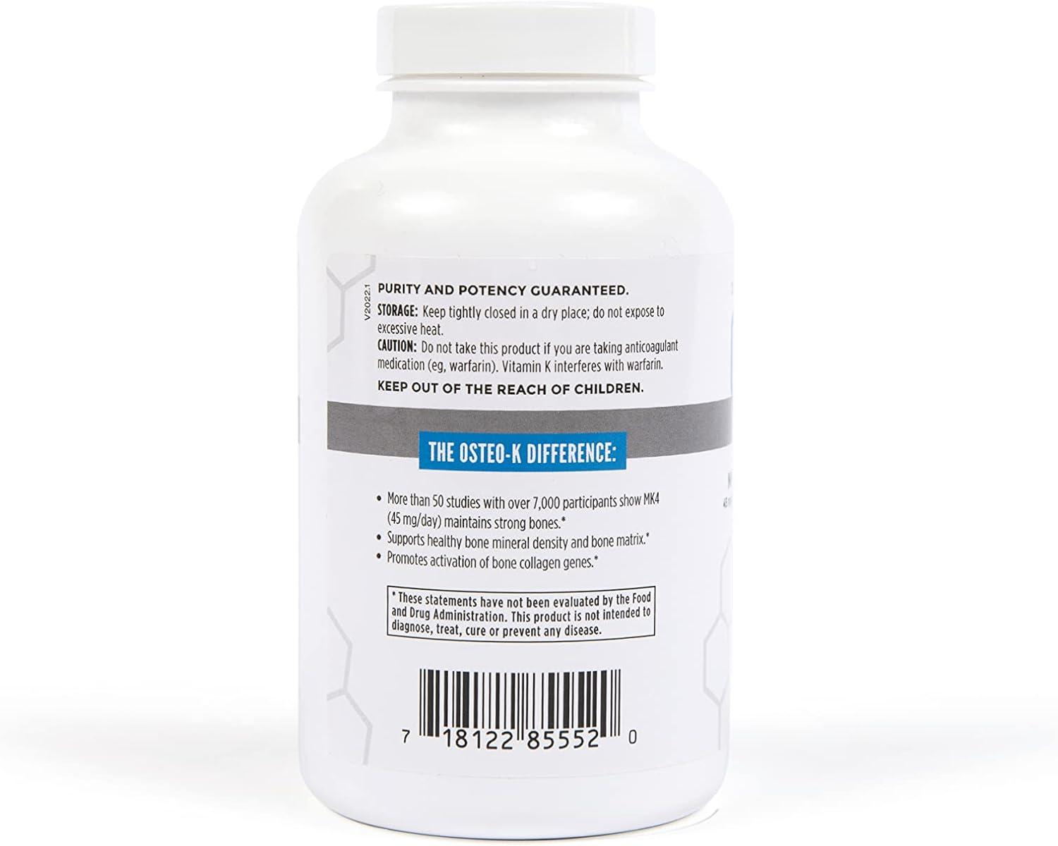 NBI Osteo-K Bone Support | Vitamin D & K Complex with Calcium Citrate ...