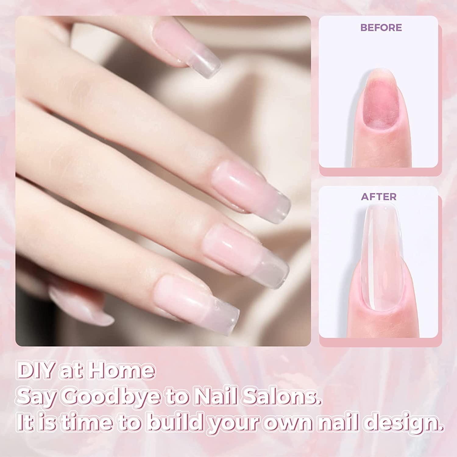Mobray Poly Extension Nail Gel Kit - 8 Colors, Clear Pink Red Glitter ...