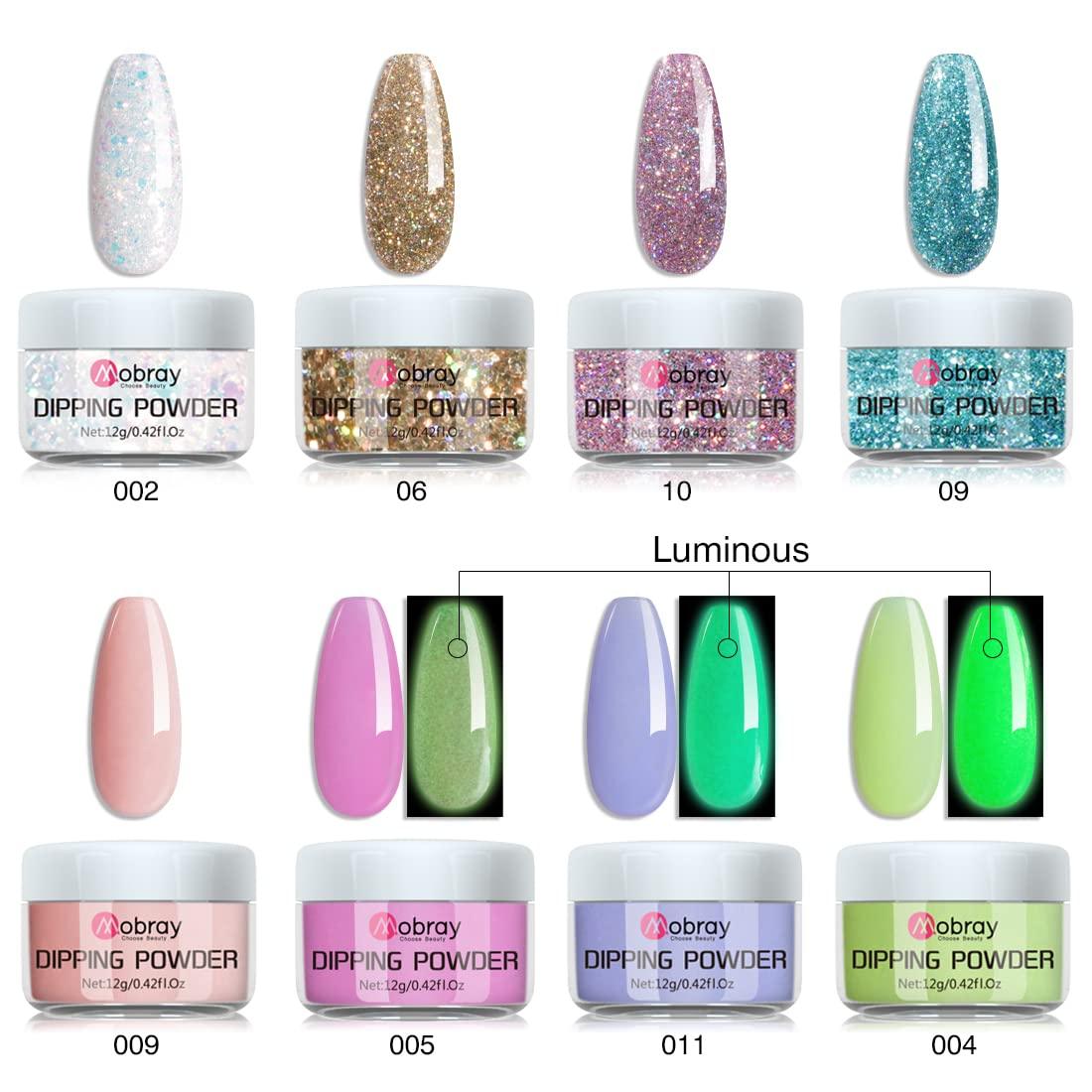 Mobray Dip Powder Nail Kit Starter Set - 8 Colors with Classic Nude ...