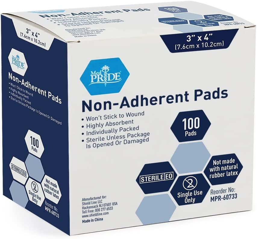 Medpride Sterile Non-Adherent Pads 100-Pack 3x4 - Non-Adhesive & Highly ...
