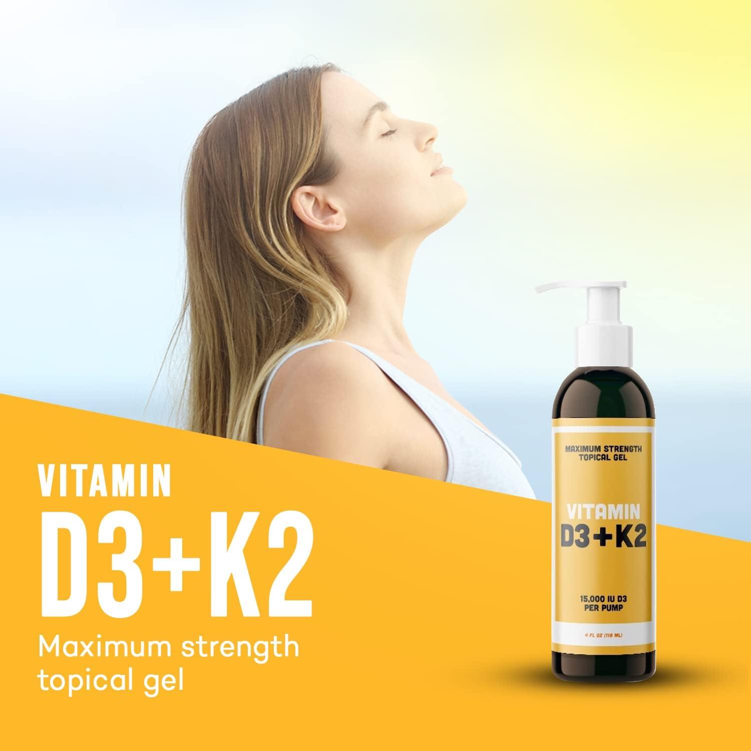 Androgenesis Vitamin D3 K2 Maximum Strength Topical Gel - 15000+ IU Per Pump | Buy Now with ...