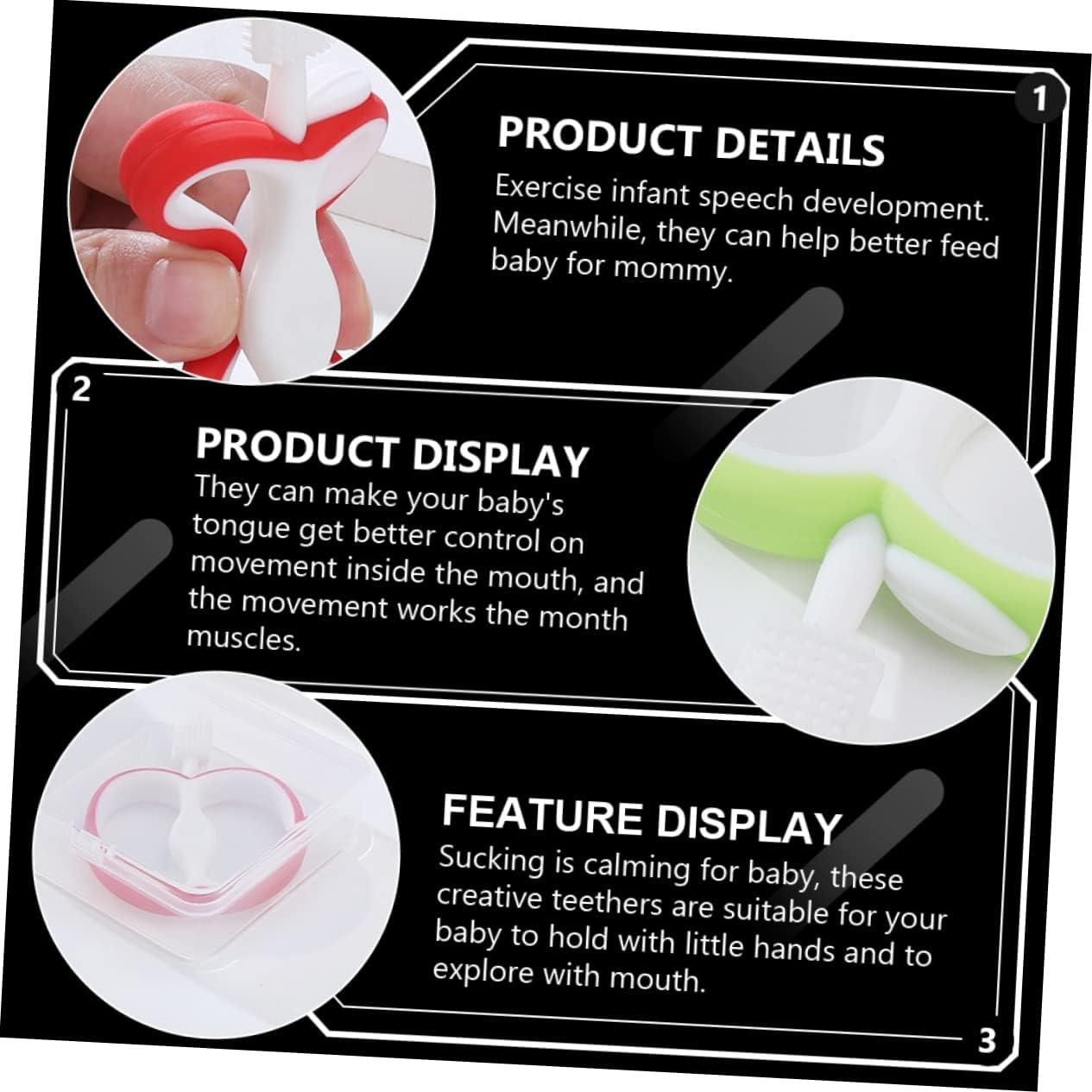 Toyvian 3pcs Teether Tooth Brush for Kids - Baby & Toddler Toothbrushes ...