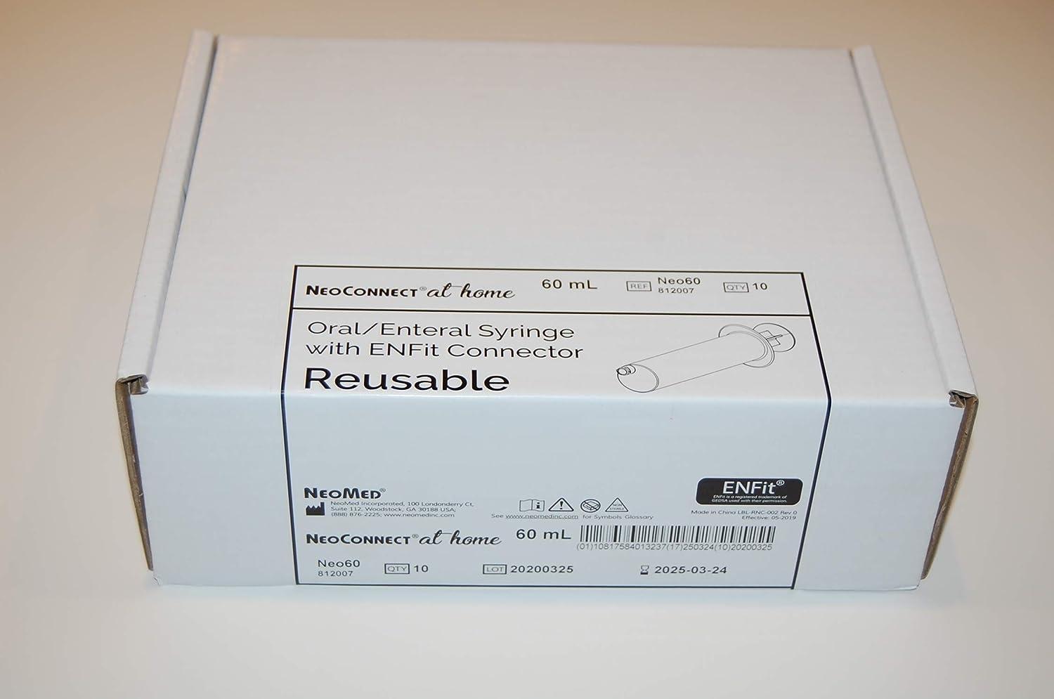 NeoMed at Home 60mL Bolus Reusable O-Ring Syringe with ENFit - Box of ... NeoMed at Home 60mL Bolus Reusable O-Ring Syringe with ENFit - Box of ...