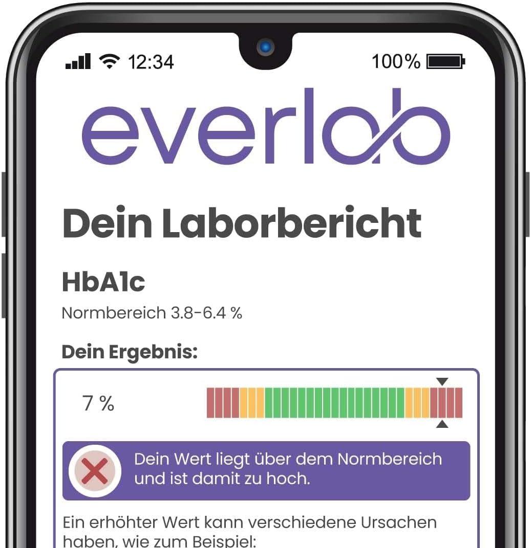 EVERLAB HbA1C Test - Quick Home Diabetes Screening | Easy Long-Term ...
