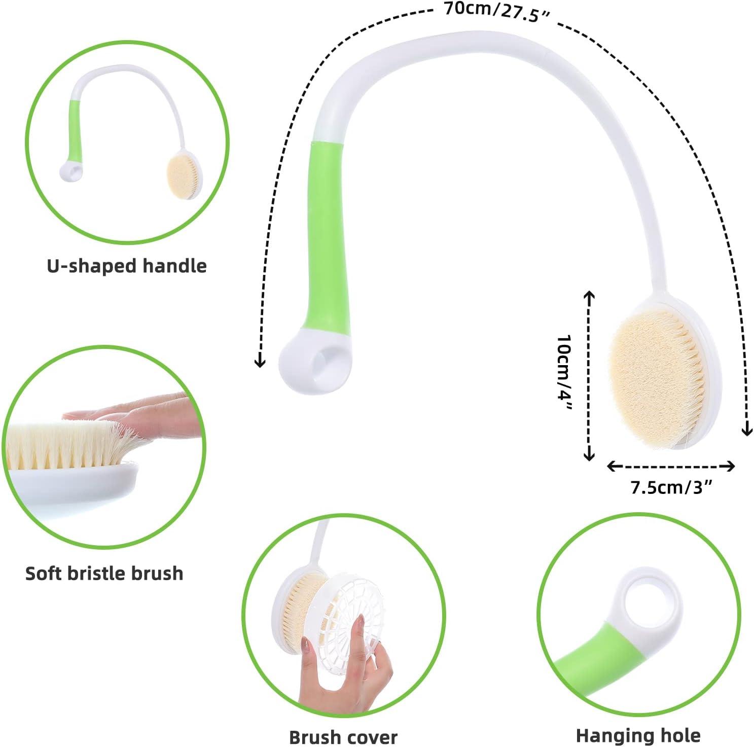 Fanwer Long Handled Back Bath Brush with Silicone Body Scrubber - 27.5 ...