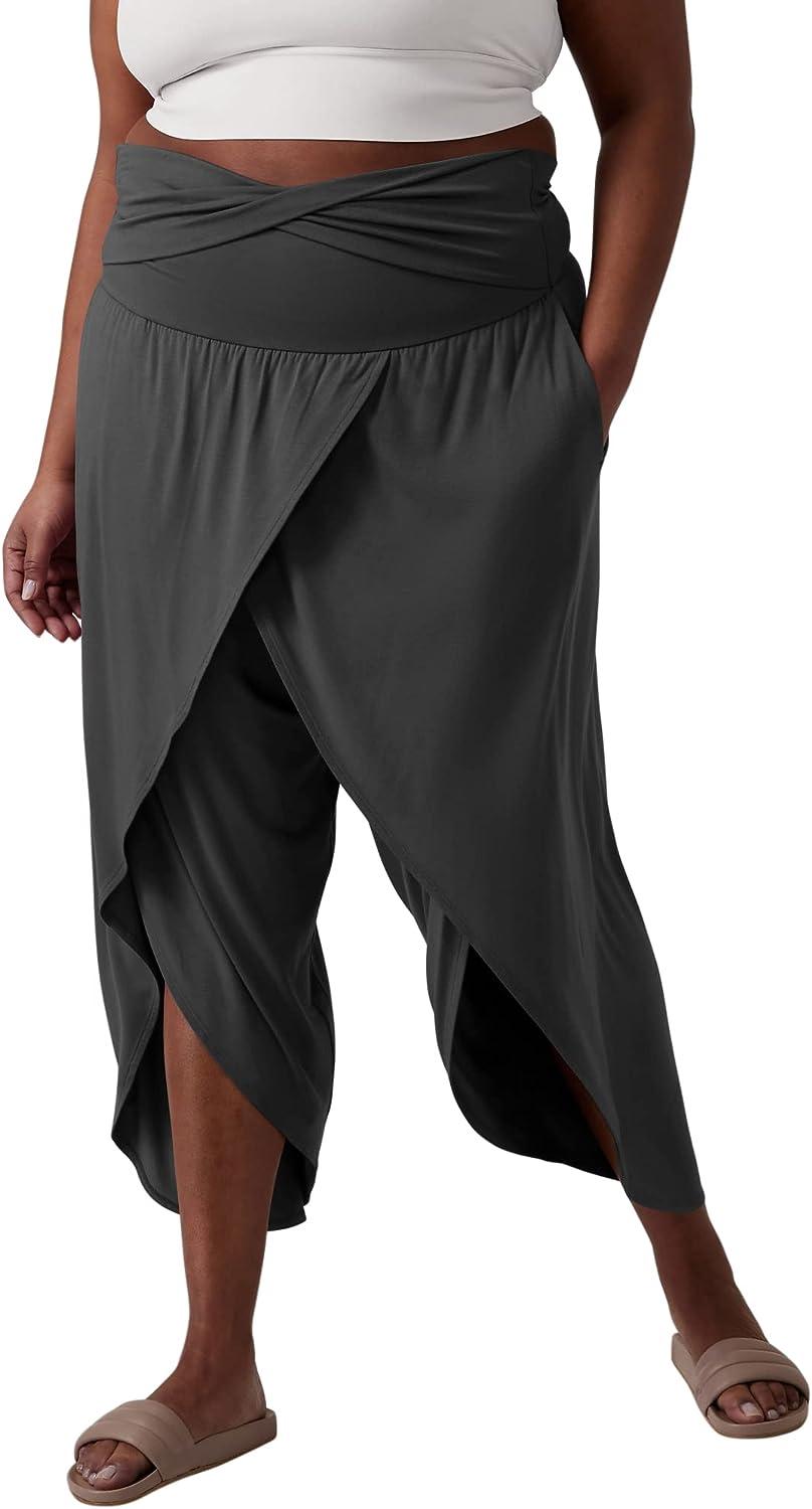 Women's High Waist Yoga Pants Split Open Wide Leg Pants Workout Dance ...