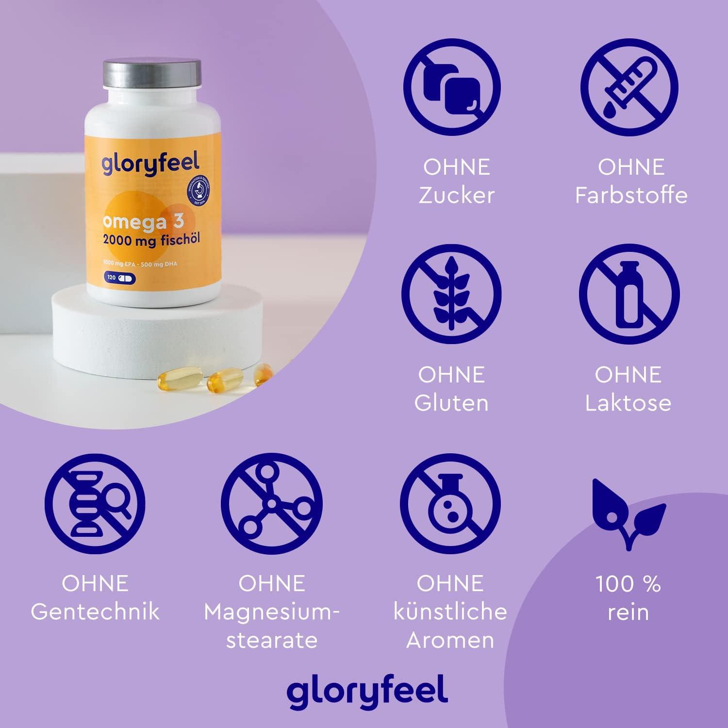 High-Dose Omega 3 Capsules - 2000mg Fish Oil 1000mg EPA & 500mg DHA ...