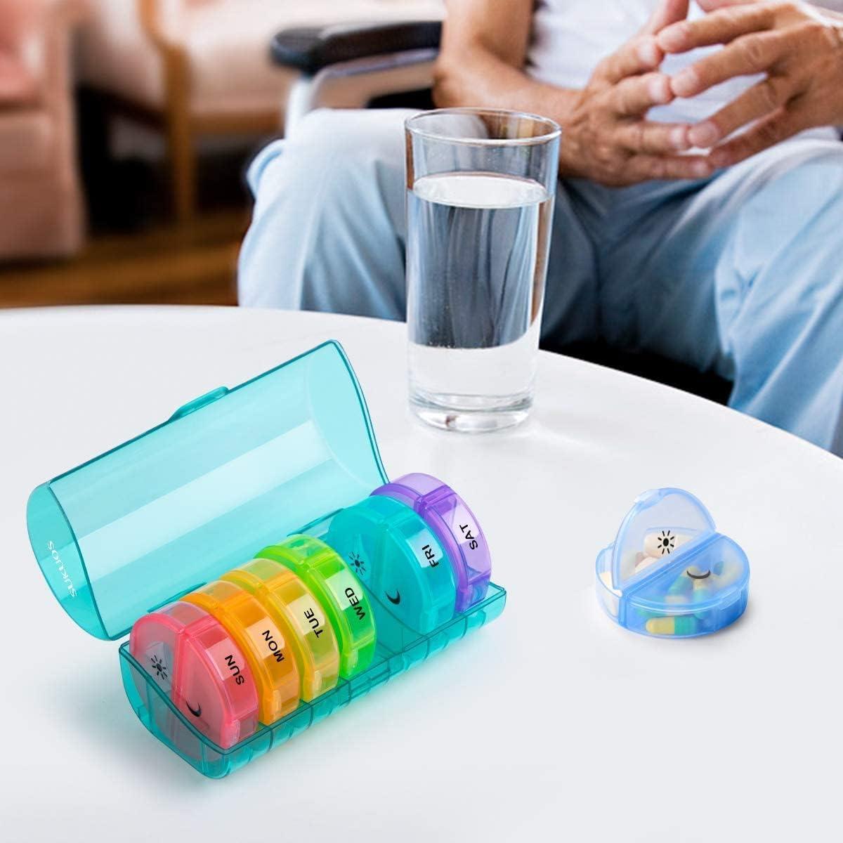 SUKUOS Tablet Dispenser Pill Dispenser 7-Day 4 Times a Day Lockable Lid ...