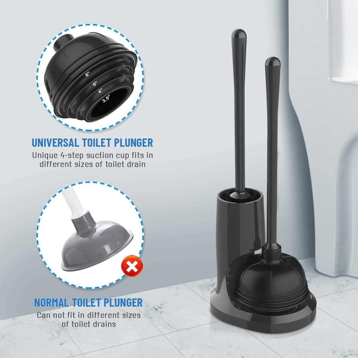 Uptronic 2-in-1 Toilet Plunger and Brush Set with Holder - Heavy Duty ...