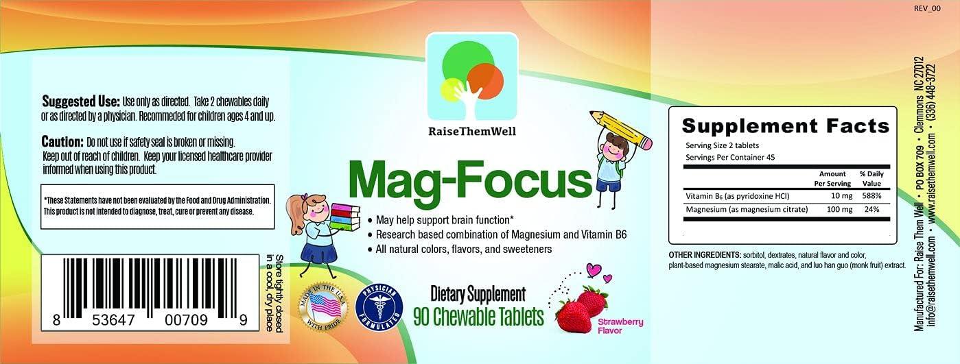 Kids' Natural Strawberry Magnesium Focus Supplement - Chewable Focus ...